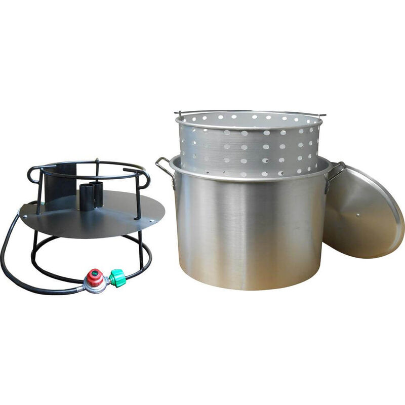 120 Qt. Propane Gas Jet Outdoor Cooker with Aluminum Pot, Basket and ...