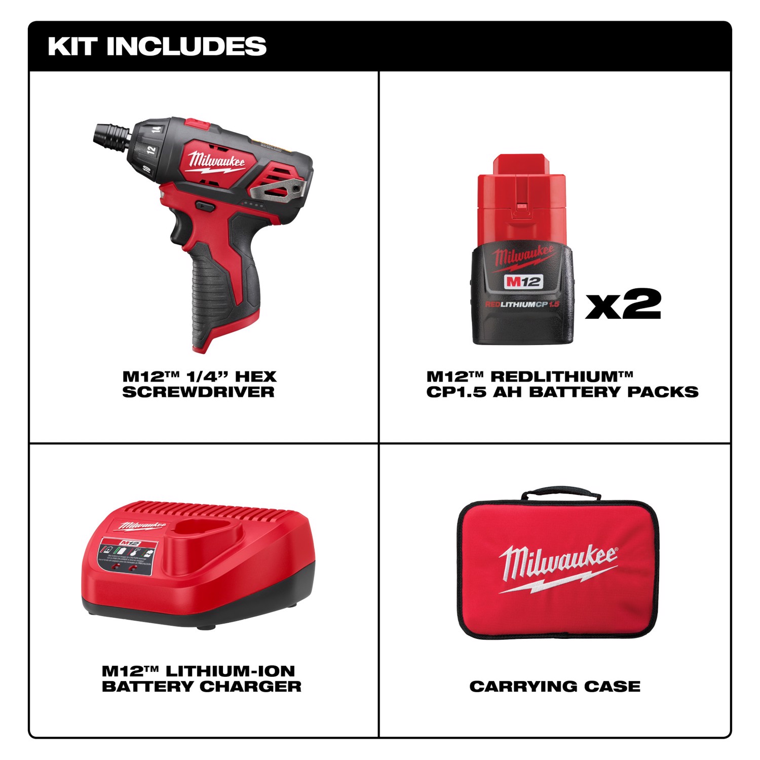Milwaukee M12 Brushed Cordless Battery Operated Screwdriver Kit | Stine ...
