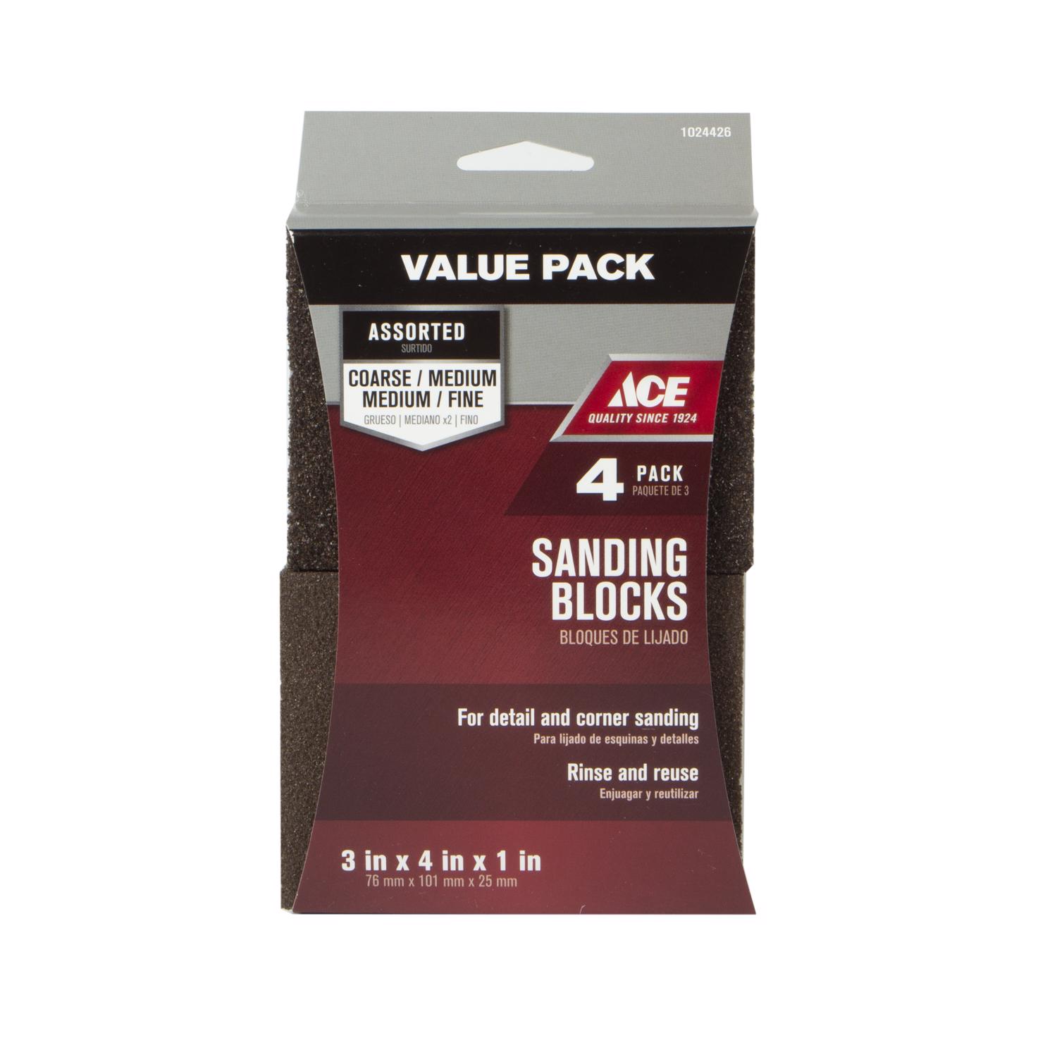 Ace 4 in. L X 3 in. W X 1 in. Assorted Grit Assorted Small Area Sanding Sponge | Stine Home ...