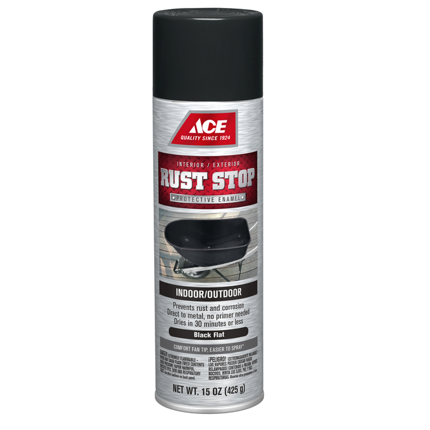 Ace Rust Stop Flat Black Protective Enamel Spray Paint 15 oz | Stine ...