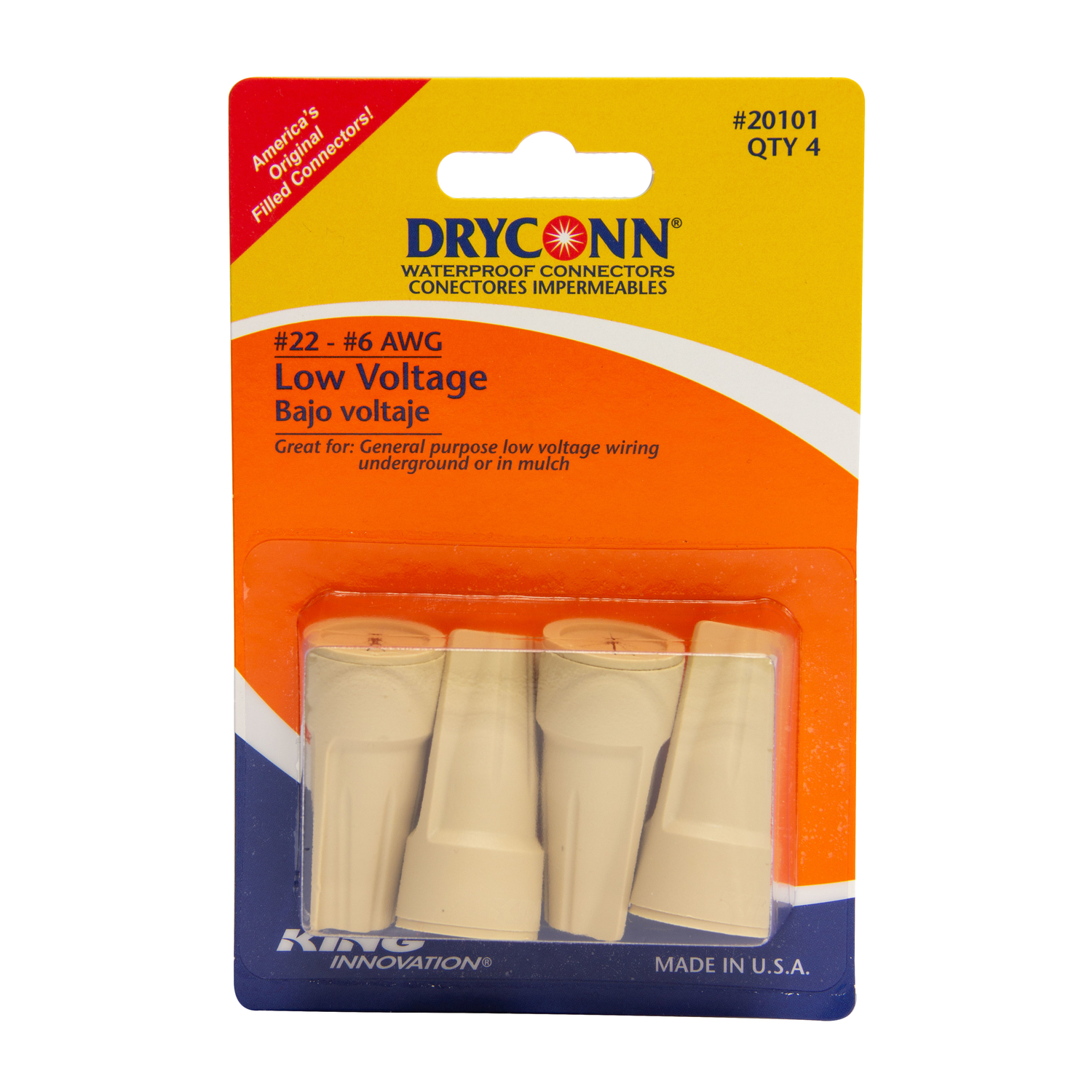 King Innovation DryConn Copper Wire Underground Wire Connector Tan 4 pk ...