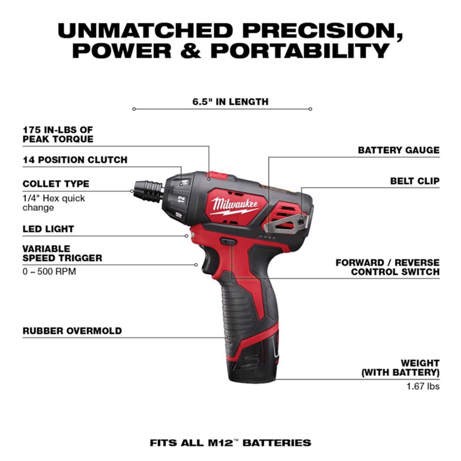 Milwaukee M12 Brushed Cordless Battery Operated Screwdriver Kit | Stine ...
