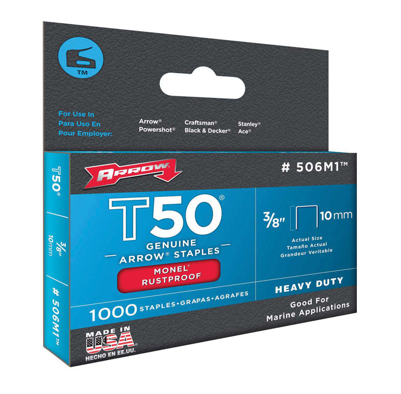 Arrow Monel T50 3/8 in. W X 3/8 in. L 18 Ga. Flat Crown Heavy Duty ...