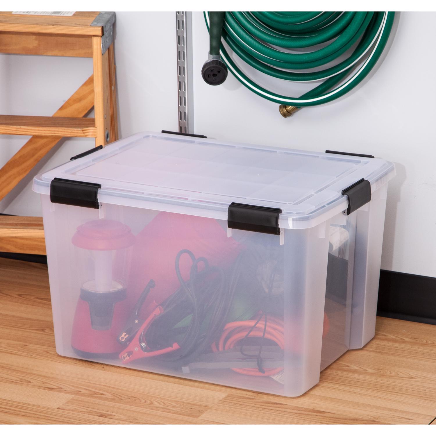 IRIS WEATHERTIGHT 74 quart Clear Storage Tote 14.5 in. H X 17.75 in. W ...