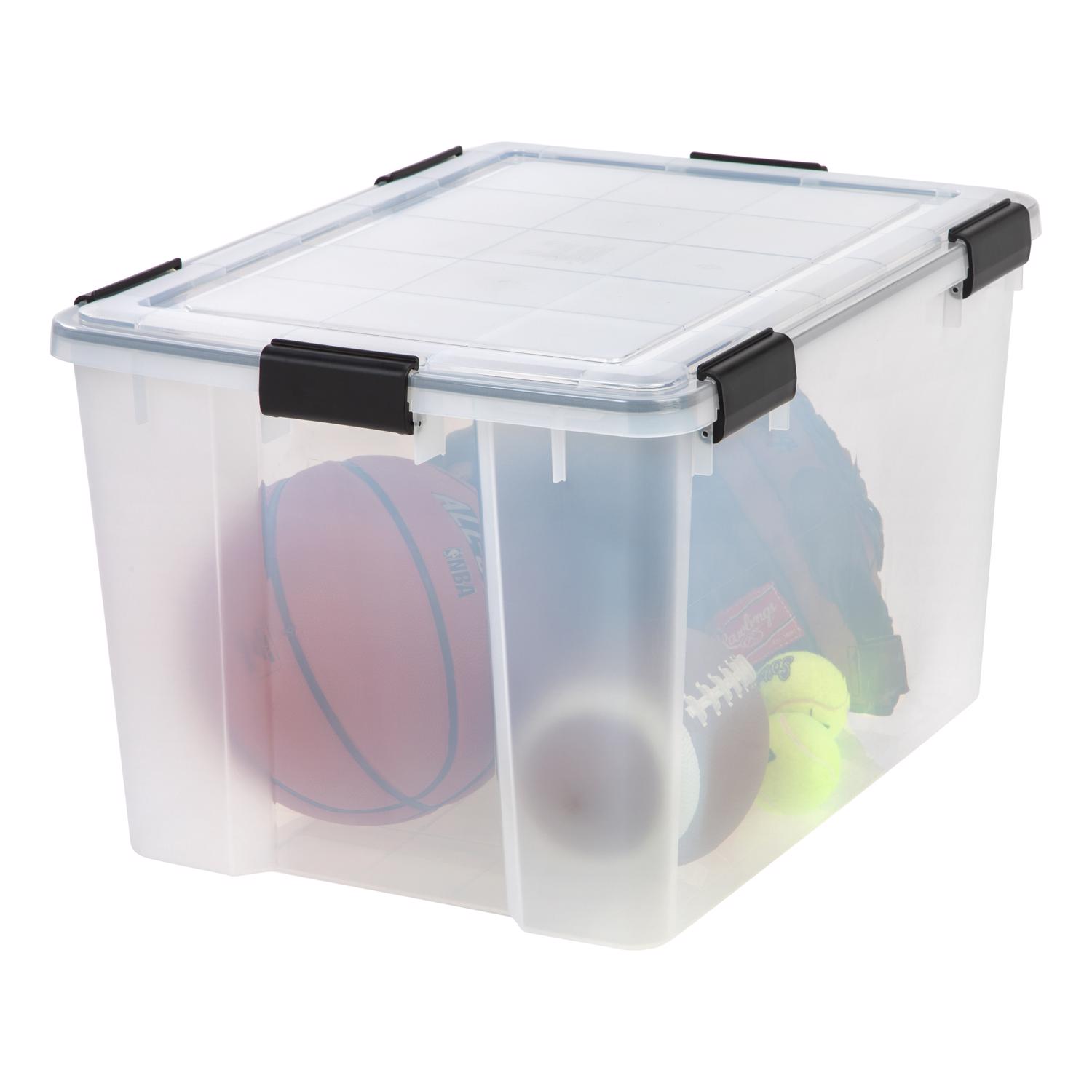 IRIS WEATHERTIGHT 74 quart Clear Storage Tote 14.5 in. H X 17.75 in. W ...