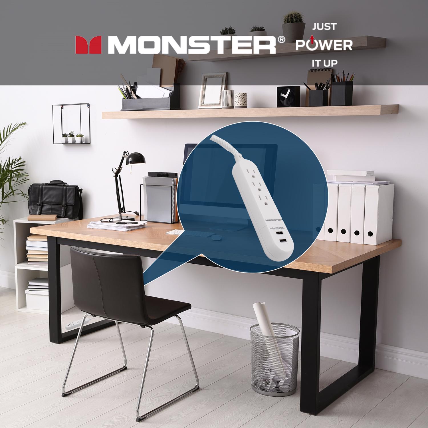 Monster Just Power It Up 4 ft. L 3 outlets Power Strip White | Stine ...