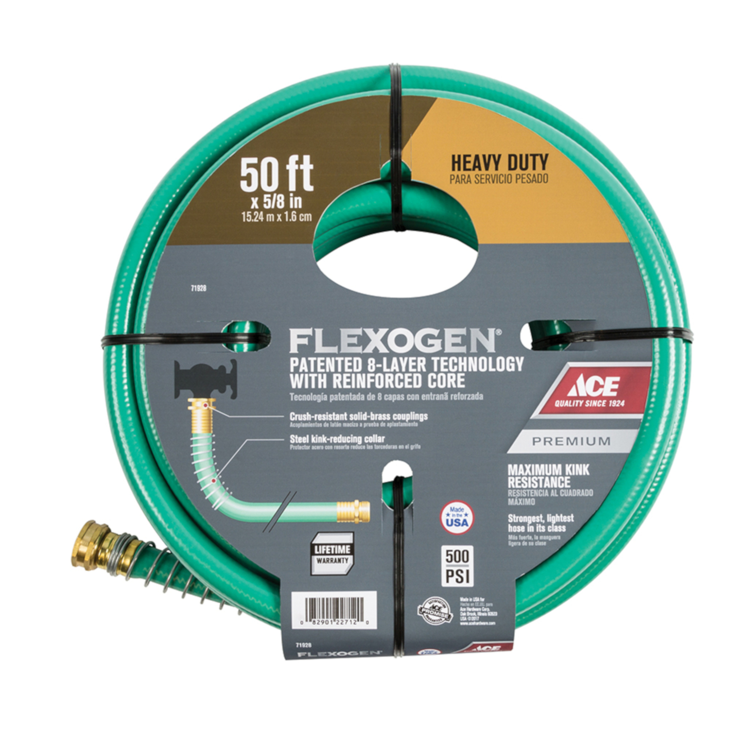 Ace Flexogen 5/8 in. D X 50 ft. L Heavy Duty Premium Grade Garden Hose ...