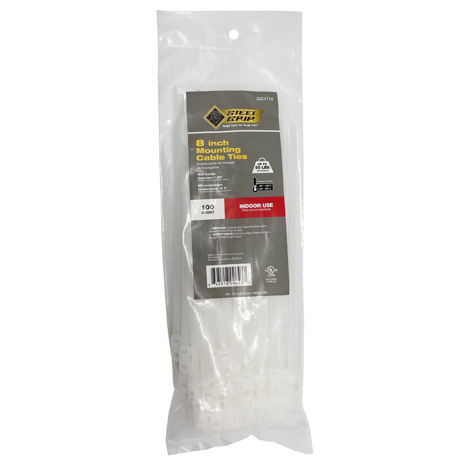 Steel Grip 8 in. L White Cable Tie 100 pk | Stine Home + Yard : The ...