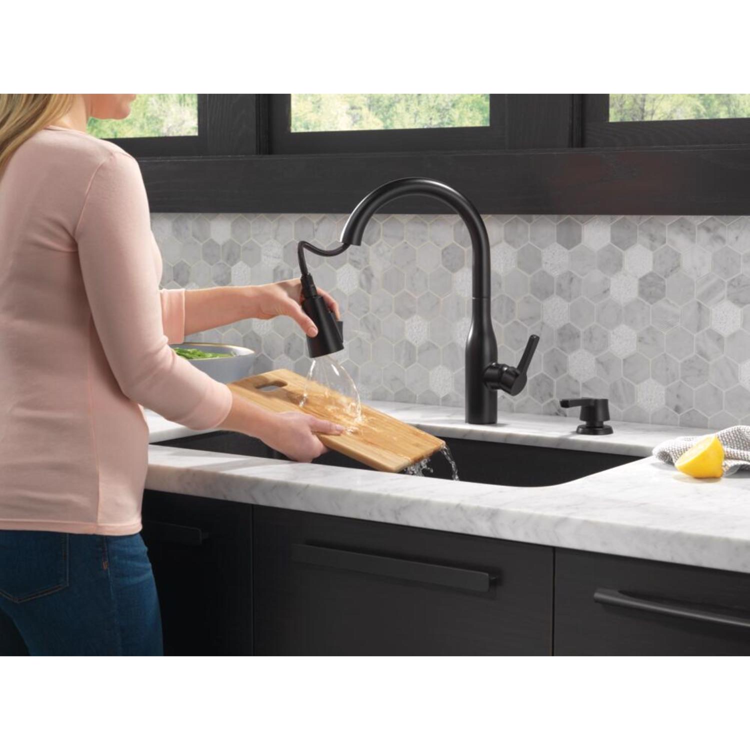 Delta Marca One Handle Matte Black Pull-Down Kitchen Faucet | Stine ...