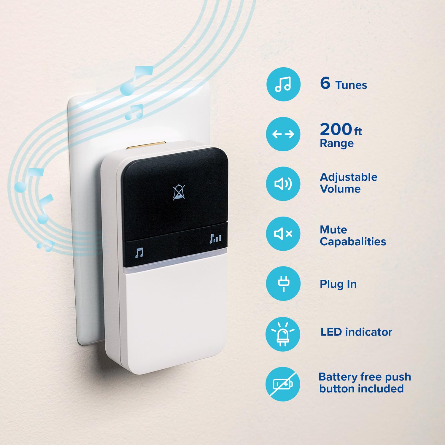 Heath Zenith Piezo Black/White Plastic Wireless Door Chime Bell | Stine ...