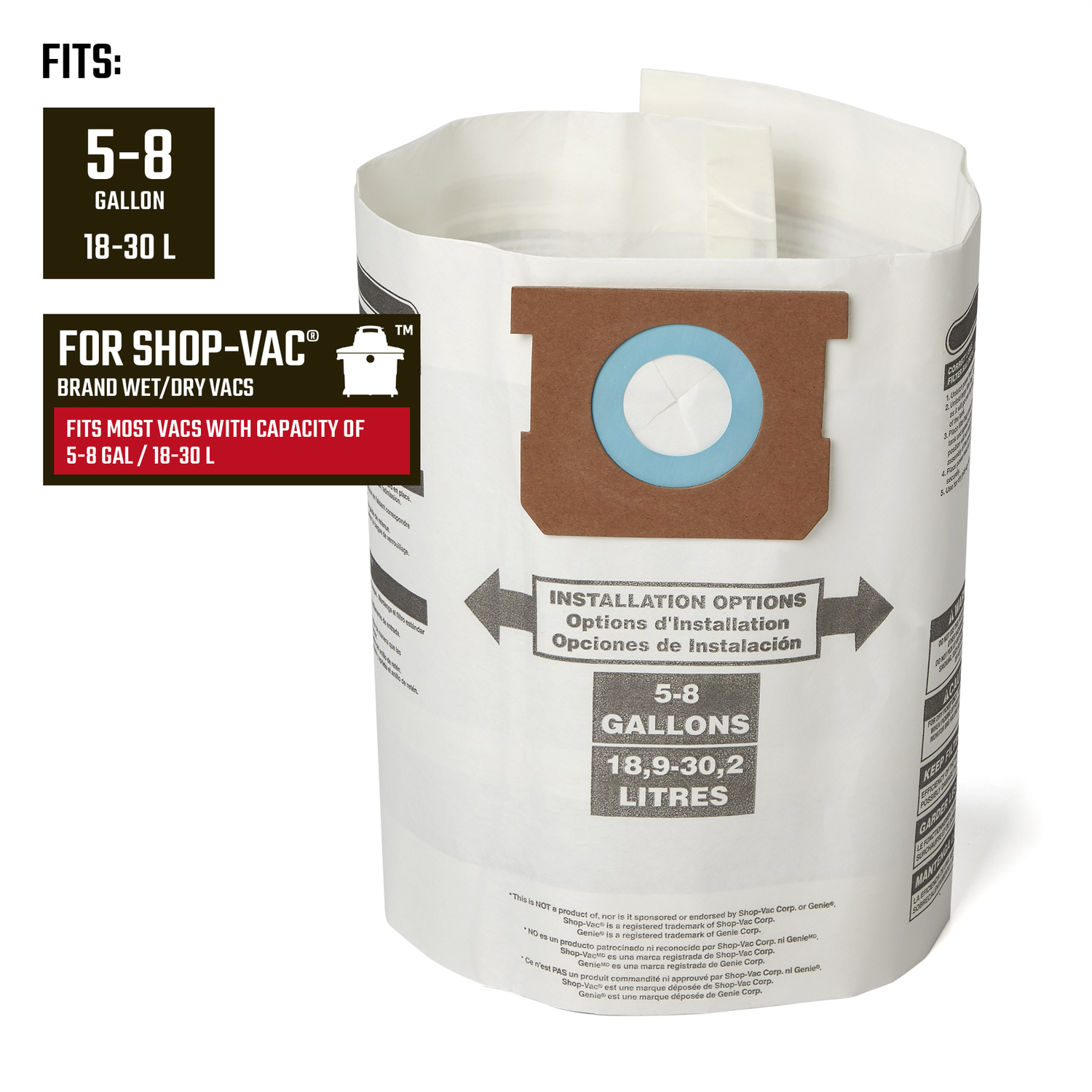 CRAFTSMAN 1 in. L X 10 in. W Wet/Dry Vac Filter Bag 5-8 gal 3 pc ...