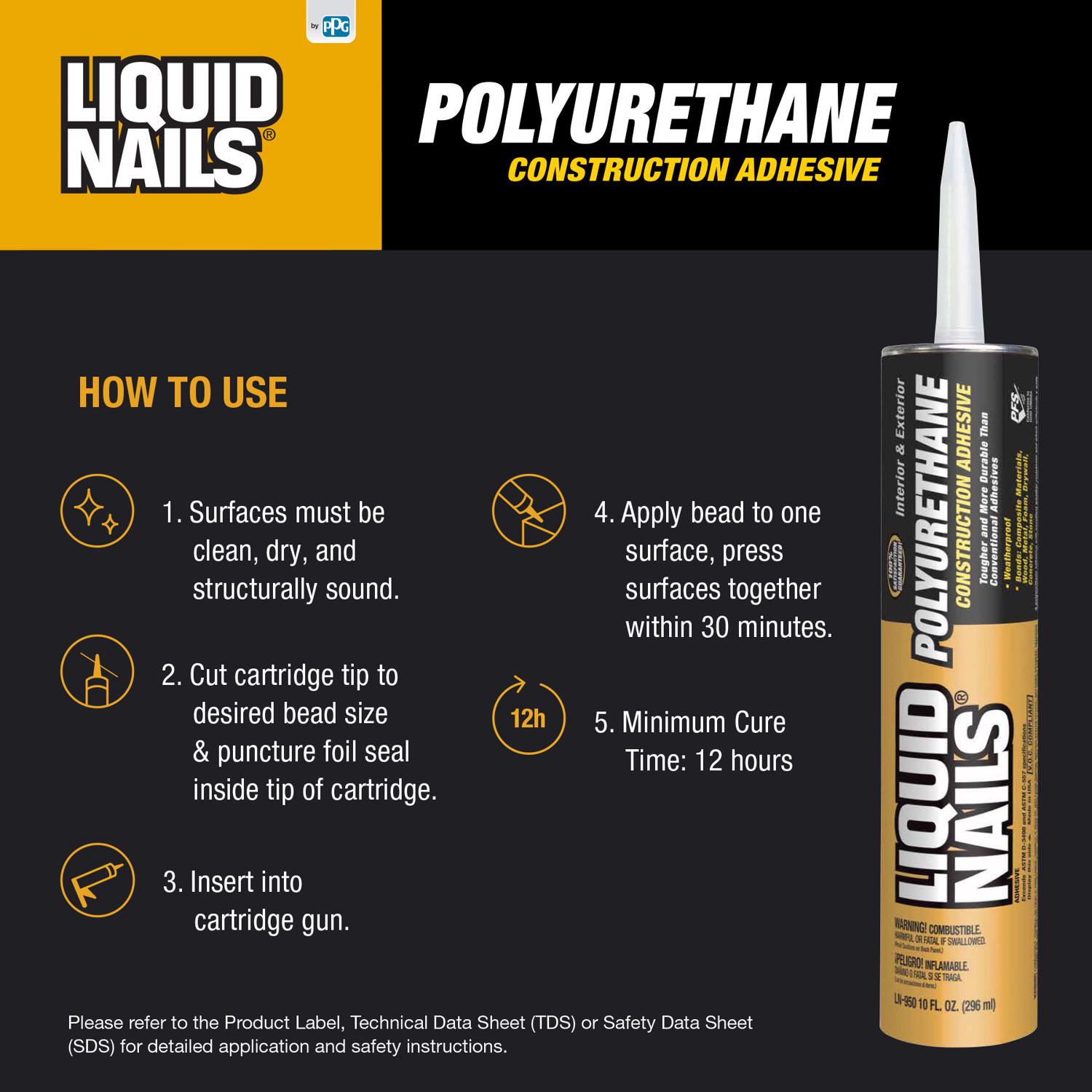 Liquid Nails Polyurethane Polyurethane Construction Adhesive 10 oz | Stine Home + Yard : The ...