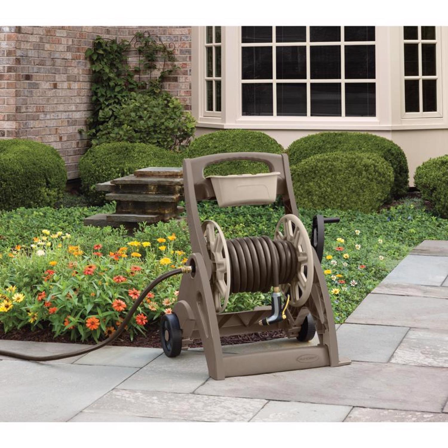 Suncast Smart Tube 225 ft. Taupe Retractable Wheeled Hose Reel Cart ...