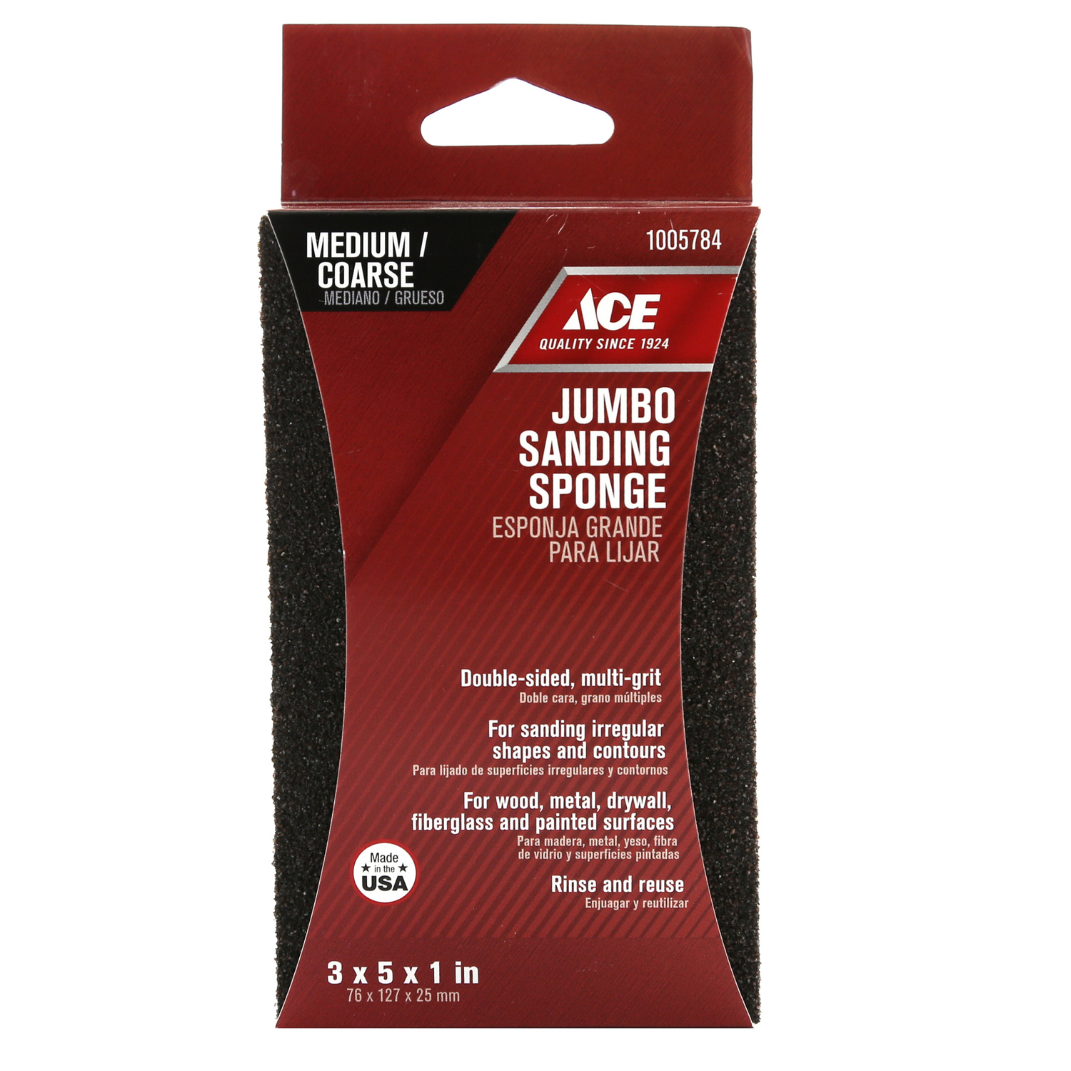 Ace 5 in. L X 3 in. W X 1 in. 60/80 Grit Assorted Extra Large Sanding ...
