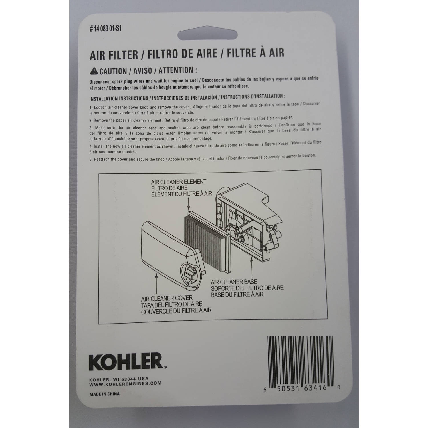 Kohler Small Engine Air Filter For Courage XT6-8 | Stine Home + Yard ...