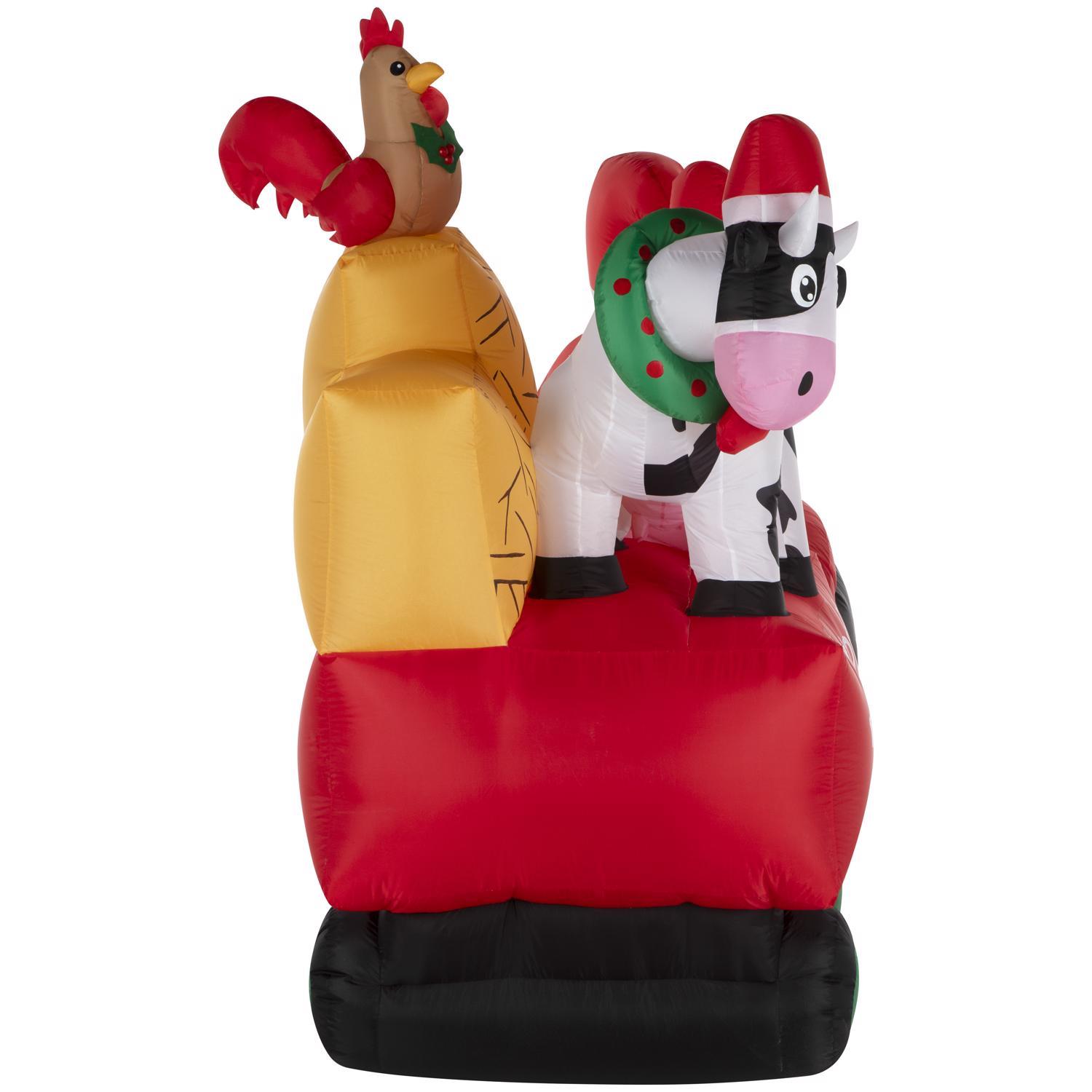 Gemmy Airblown LED Santa's Barnyard Hayride Scene 6 ft. Inflatable ...