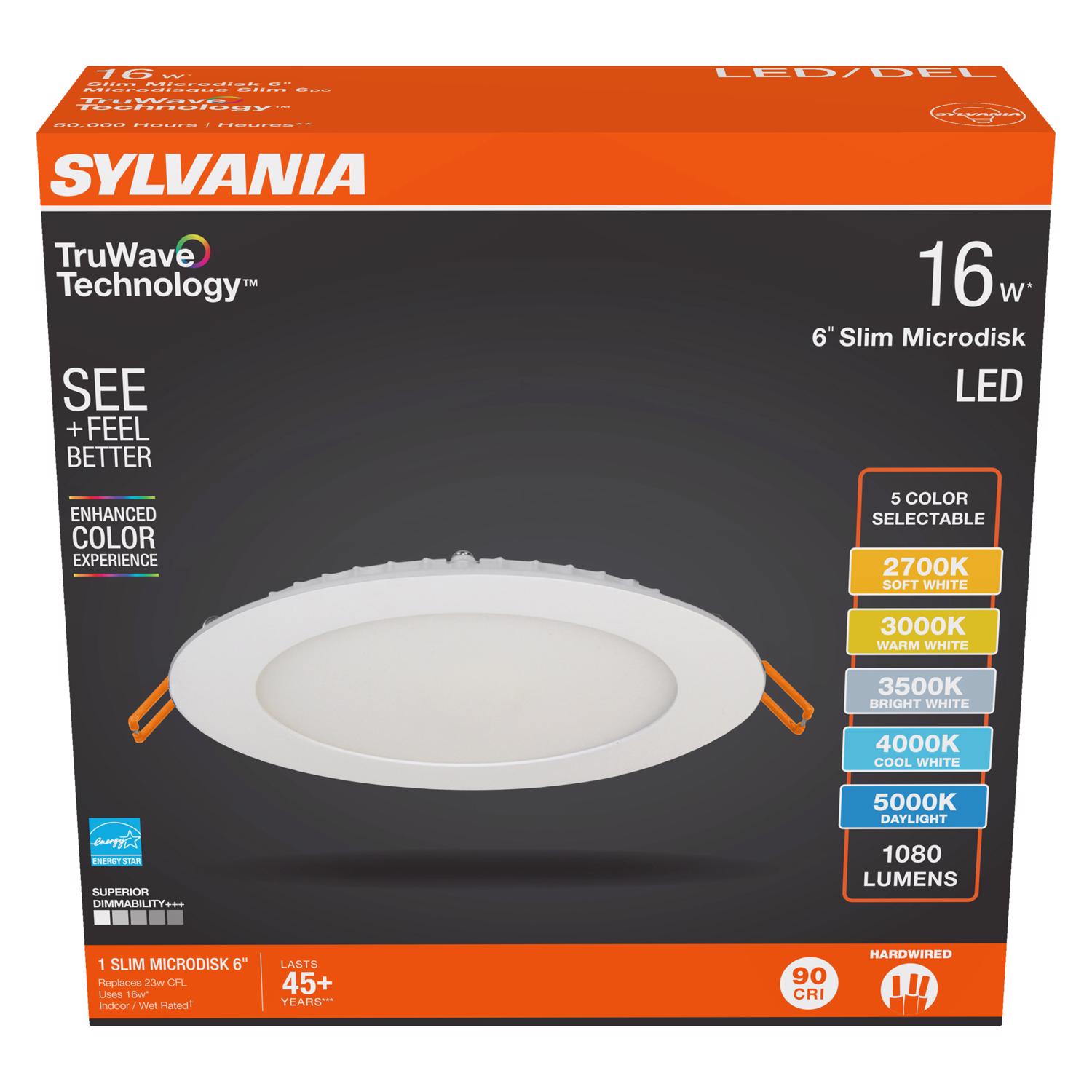 Sylvania TruWave White Disklight Retrofit Kit in. W LED Canless ...
