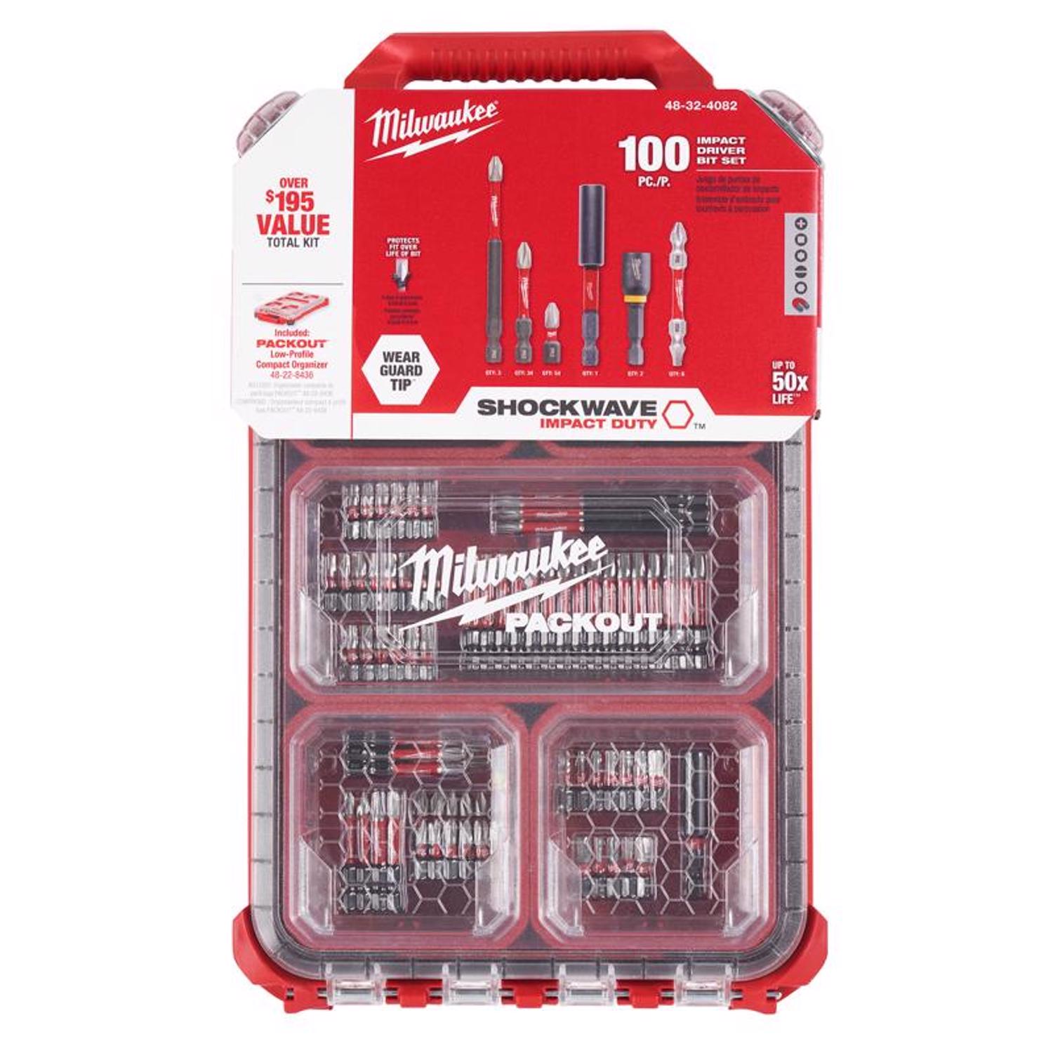Milwaukee Shockwave Assorted 1/4 in. drive X 4 in. L Impact Driver Bit ...