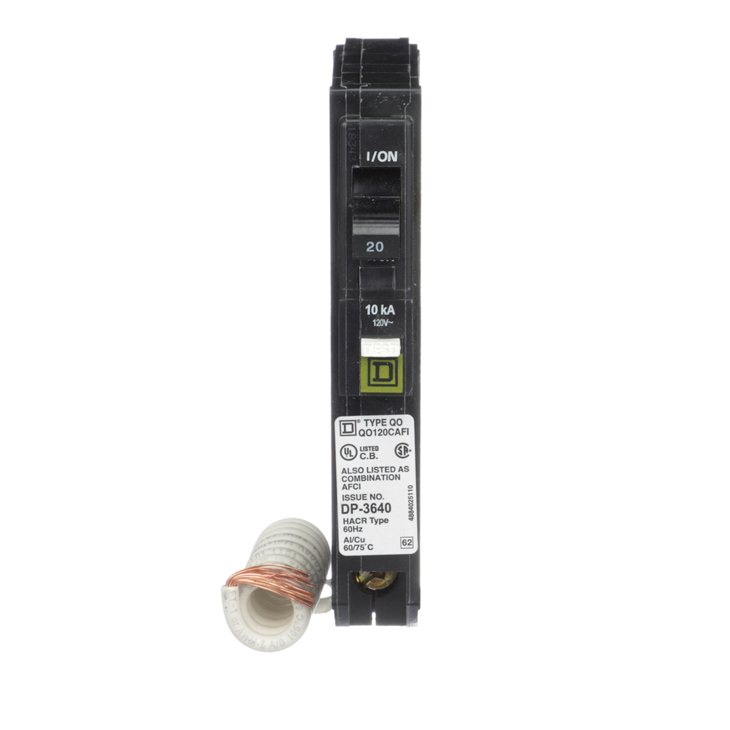 Square D QO 20 amps Arc Fault/Plug In Single Pole Circuit Breaker ...