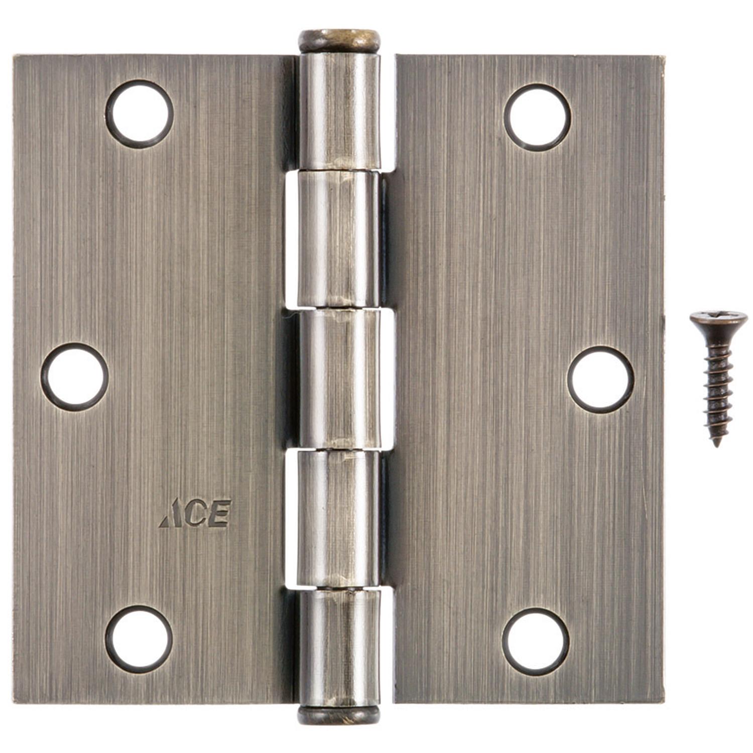 Ace 3 in. L Antique Brass Residential Door Hinge 3 pk | Stine Home ...