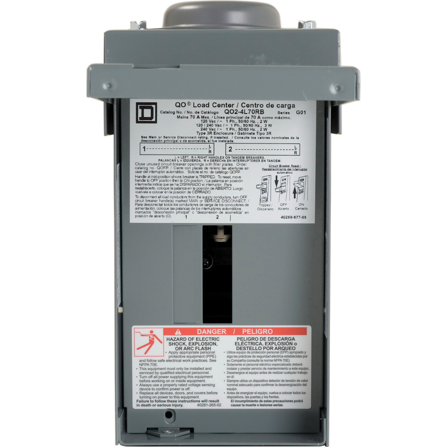 Square D QO 70 amps 120/240 V 2 space 4 circuits Combination Mount Main ...